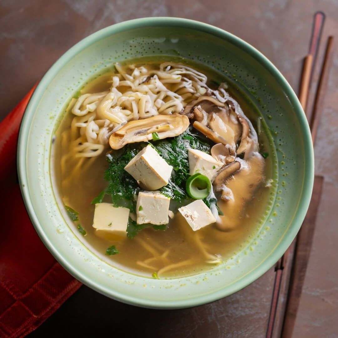 Delicious Tofu Shiitake Mushroom Noodles Soup Recipe